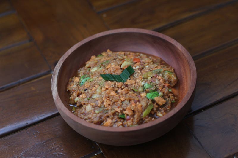 A Close Up Rujak Bebek or Smashed Fruit Which is Made from Raw Fruit ...