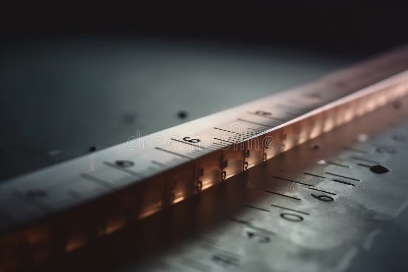A Close Up of a Ruler on a Table with a Black Background Stock ...