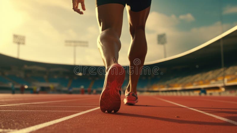 Close-up of Runner Legs in the Stadium Stock Illustration ...
