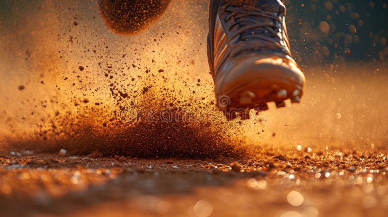 Close-up of a Runner S Foot Kicking Up Dirt during a Race Stock ...