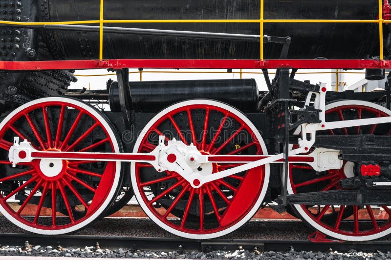 Close-up of the Running Gear of the Locomotive Stock Photo - Image of ...