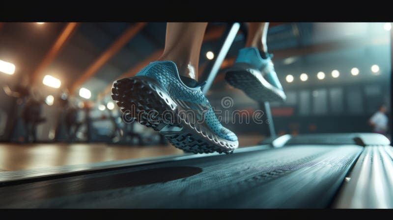 Close-Up of Running on Treadmill.AI Generated Image Stock Image - Image ...