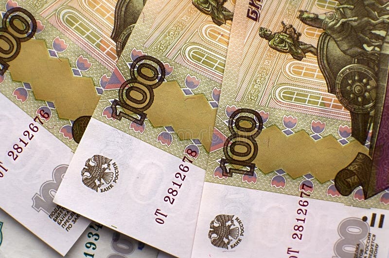 Close-up of Russian Banknotes. Background Stock Image - Image of green ...