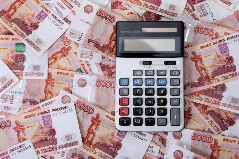 Close-up of Russian Banknotes and Calculator Stock Image - Image of ...