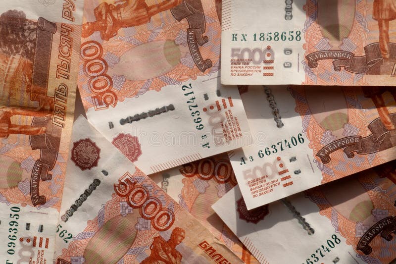 Close-up of Russian Banknotes. Five Thousand Bill. Close-up Stock Image ...