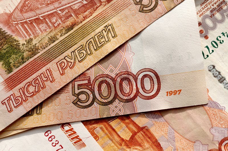 Close-up of Russian Banknotes. Five Thousand Bill. Close-up Stock Photo ...