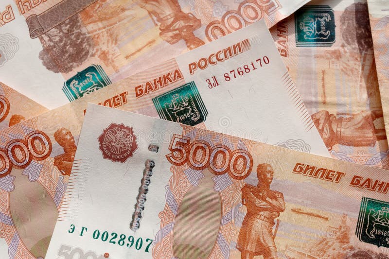 Close-up of Russian Banknotes. Five Thousand Bill. Close-up Stock Photo ...