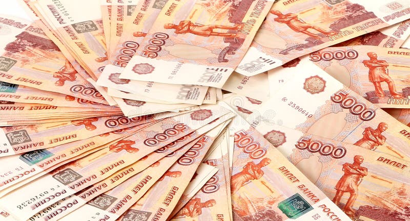 Close-up of Russian Banknotes. Five Thousand Ruble Notes Stock Image ...