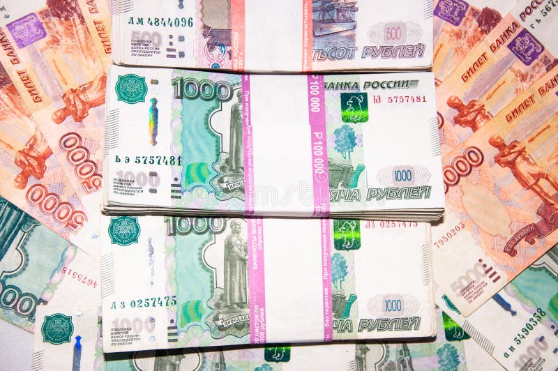 Close Up Russian Multi-ruble Banknotes. Stock Photo - Image of roubles ...