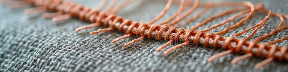 Close-up of Rust-colored Fringe Macrame Detail on Woven Fabric Stock ...