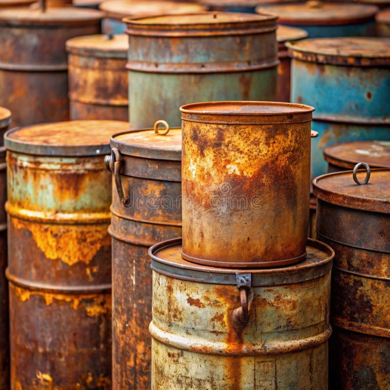 Close-Up of Rust Marks on Metal Containers Stock Illustration ...