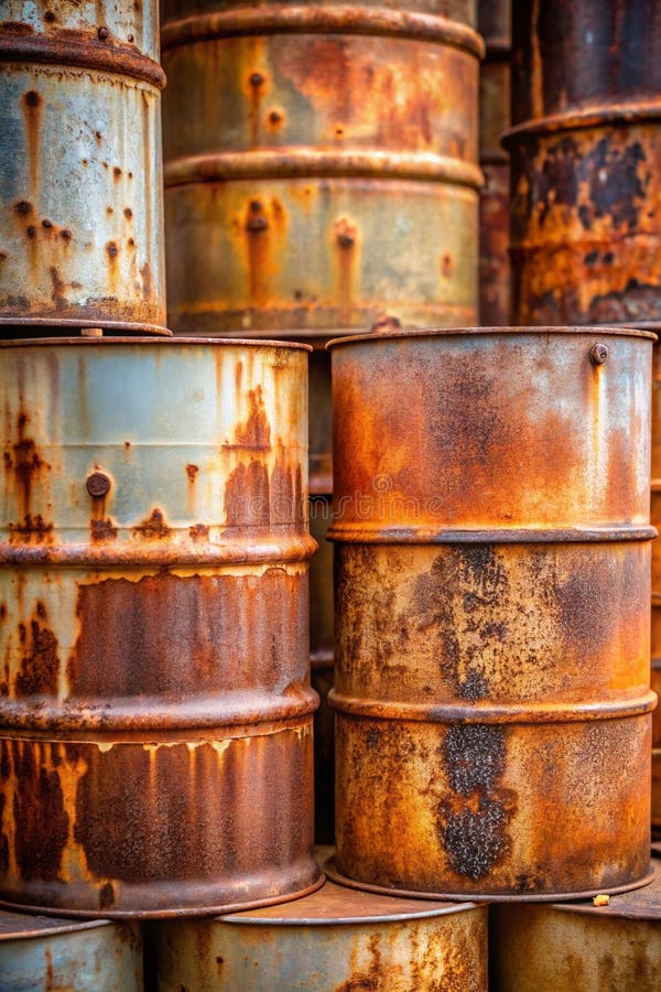 Close-Up of Rust Patterns on Metal Containers Stock Illustration ...