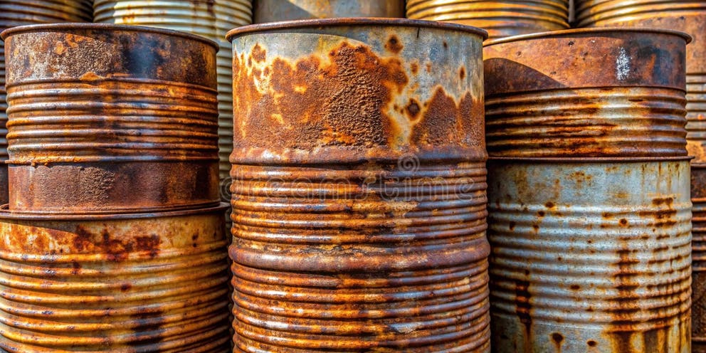Close-Up of Rust Patterns on Metal Containers Stock Illustration ...