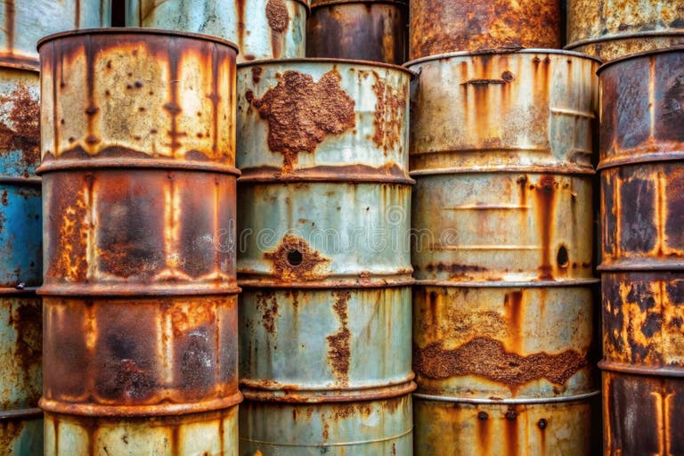 Close-Up of Rust Patterns on Metal Containers Stock Illustration ...