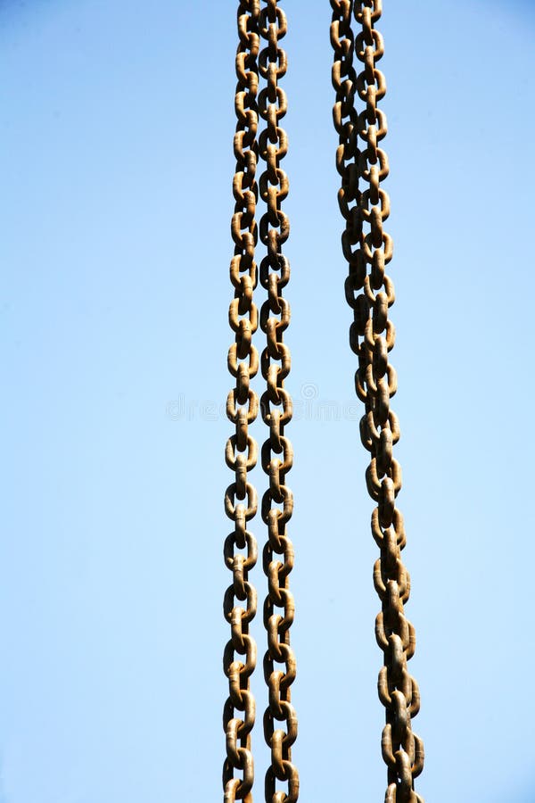 Close Up of Rusted Hanging Chain and Blue Sky Stock Photo - Image of ...