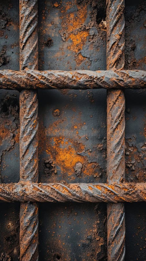 Close-up of Rusted Metal Bars on a Grungy Surface Stock Image - Image ...