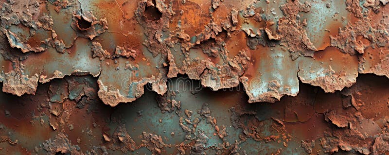 A Close-up of a Rusted Metal Panel with Flaking Paint, Showing the ...