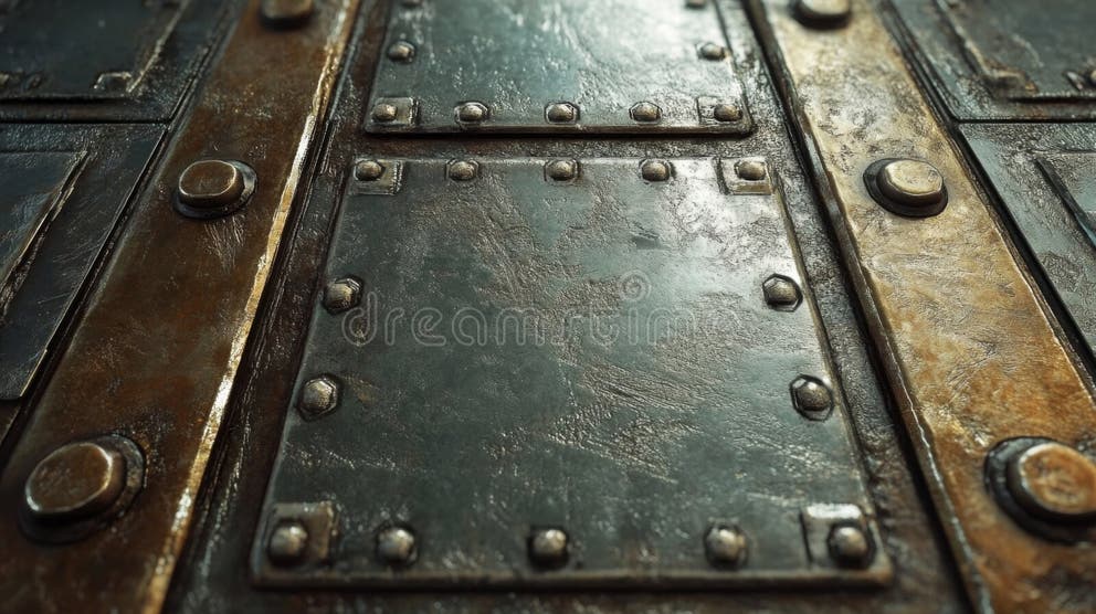 Close-Up of Rusted Metal Panels with Rivets Stock Illustration ...