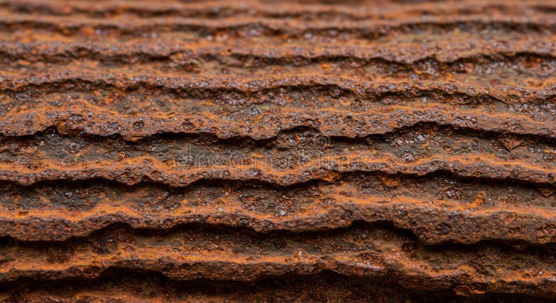Lose-up of a Rusted Surface with Horizontal Ridges. the Texture is ...