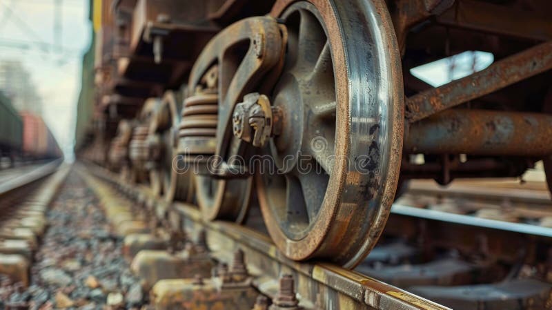 Close-up of Rusted Train Wheels on Railroad Tracks Stock Photo - Image ...