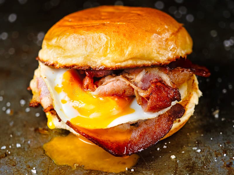 Rustic Bacon Egg Breakfast Sandwich Bun Stock Photo - Image of sandwich ...