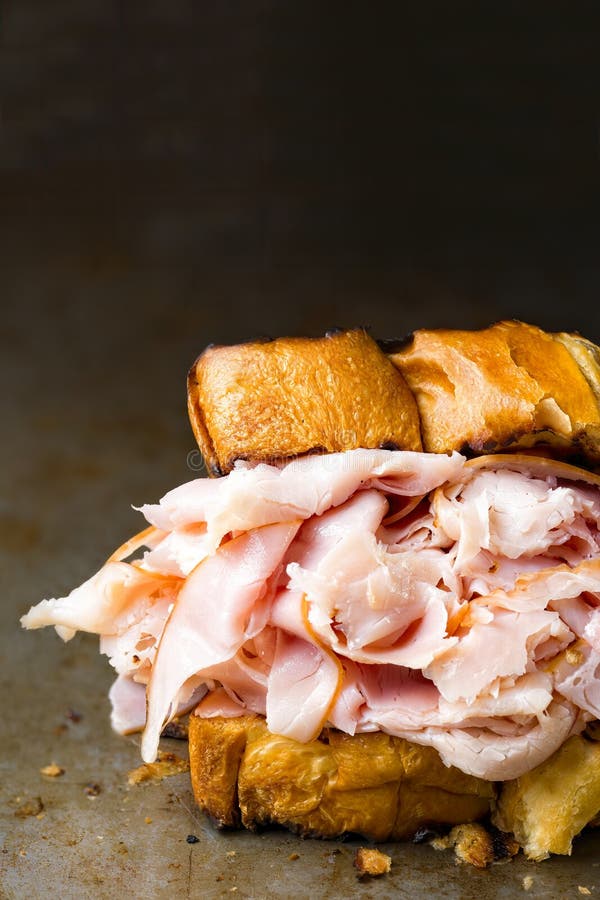 Rustic deli ham sandwich stock photo. Image of cured - 148098602