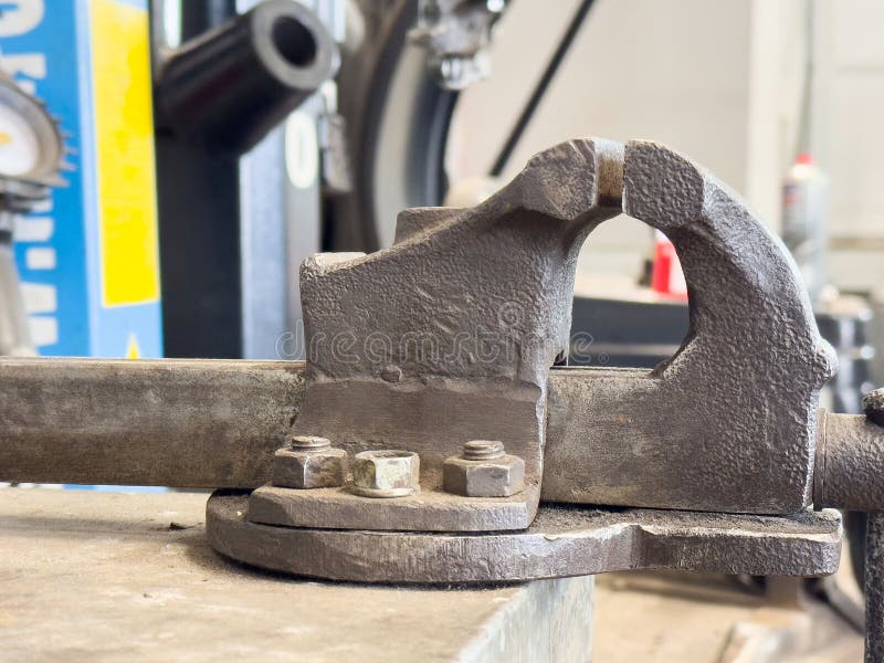 Close-up of Rustic Metal Clamp on Workshop Table Editorial Photography ...