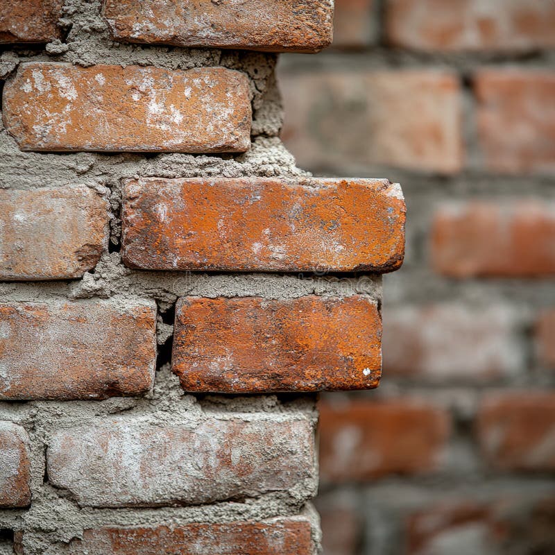 Close-up of a Rustic Red Brick Wall with Visible Mortar. Stock Image - Image of exterior ...