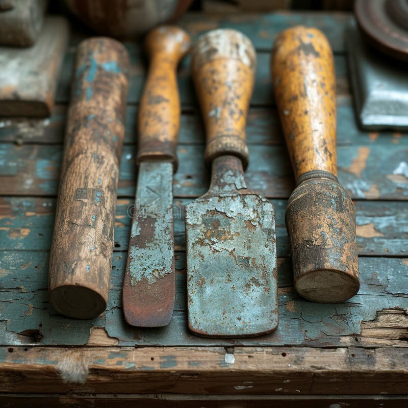 Close-Up of Rustic Tools, Worn and Rustic Details of Tools. Stock ...
