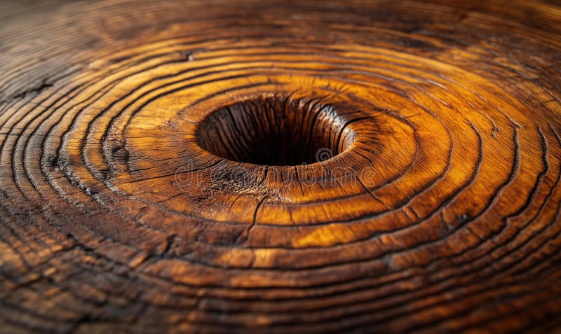 Close-up of Rustic Wooden Surface with Circular Patterns and Central ...