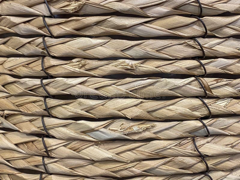 Close-Up Rustic Woven Straw Fiber Background Stock Image - Image of ...