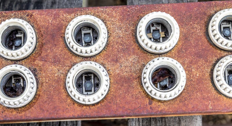 Rusty Old Light Fixture Light Sockets Stock Image - Image of iron ...
