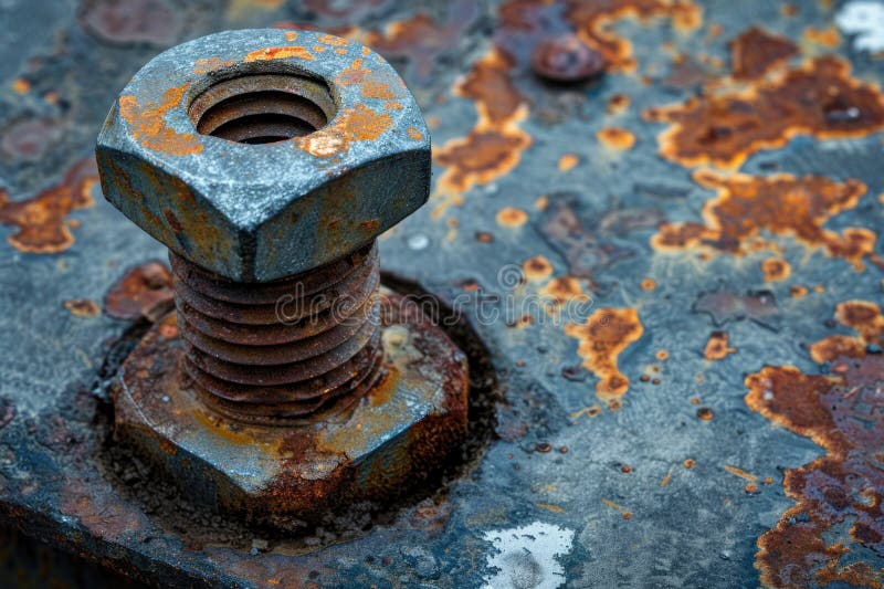 Close-up of a Rusty Bolt and Nut on a Corroded Surface Stock Photo ...