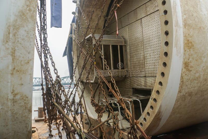 Rusty Chains Secure Heavy Machinery Stock Photo - Image of equipment ...