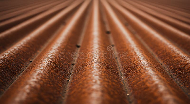 Close-up of a Rusty Corrugated Metal Surface with Parallel Ridges and ...