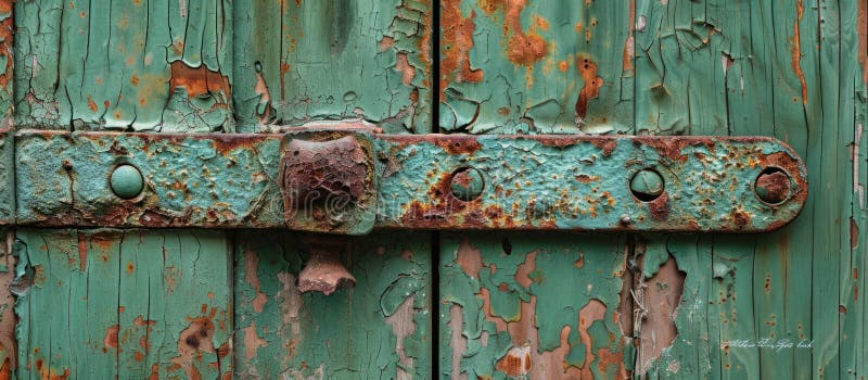 Close-Up of Rusty Green Door with Rivets Stock Photo - Image of ...