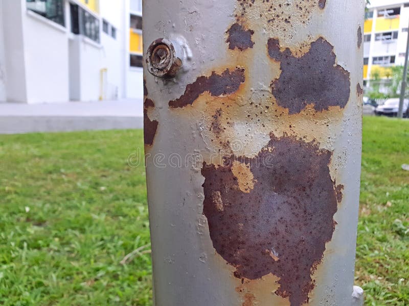 Close Up of Rusty Lamp Post Stock Image - Image of keyhole, damage ...