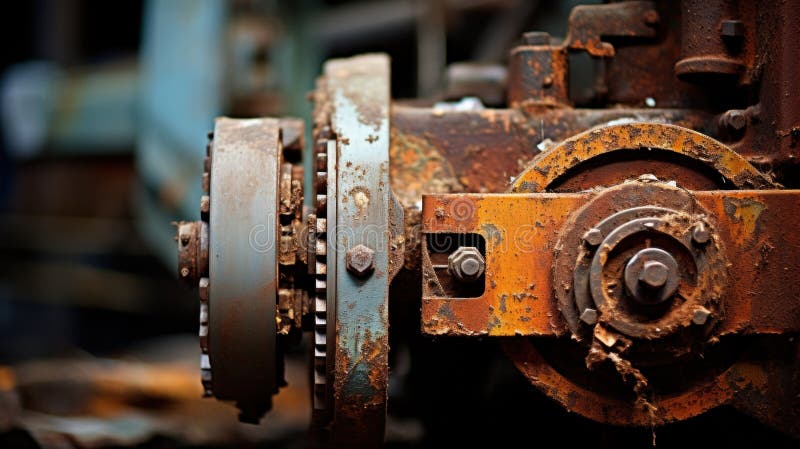 A Close Up of a Rusty Machine with Gears and Wheels, AI Stock Image ...