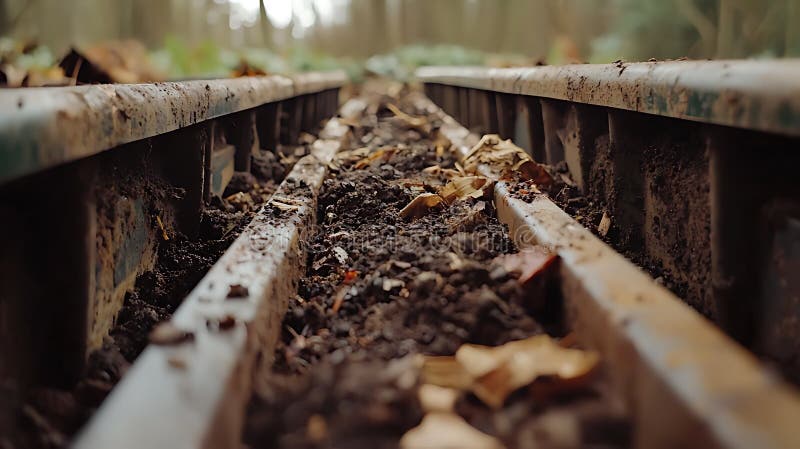 Close-up of a Rusty Metal Bridge with Dirt and Leaves Stock ...