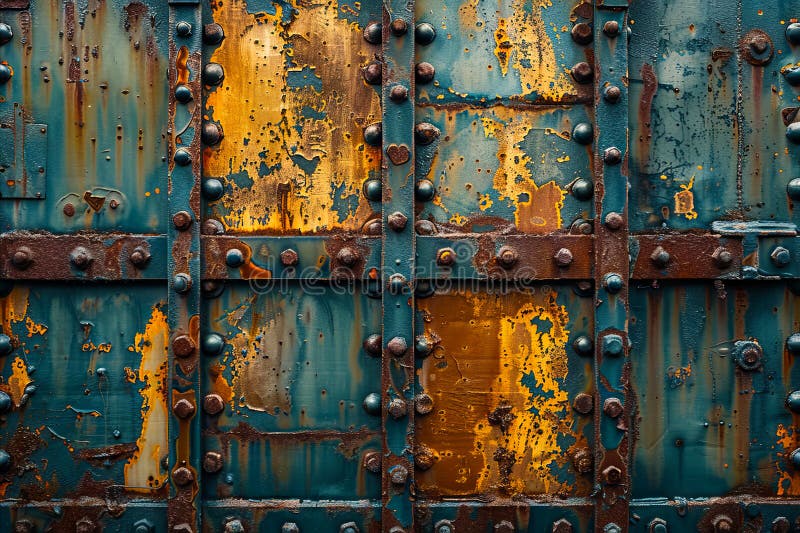 A Close Up of Rusty Metal Doors Stock Photo - Image of hinge, lock ...