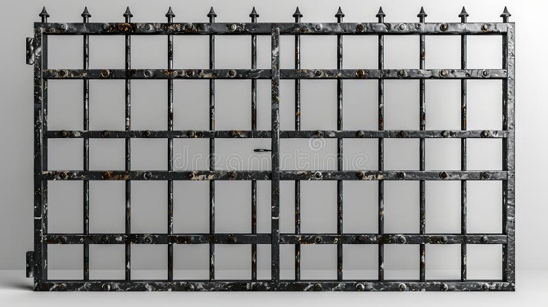 A Close-up of a Rusty Metal Gate with Sharp Points at the Top, Isolated ...