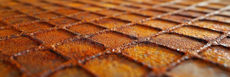Close-up of Rusty Metal Grid with Textured Surface Patterns and Square ...