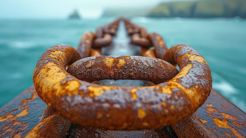 A Close Up of a Rusty Metal Railing on the Ocean, AI Stock Photo ...