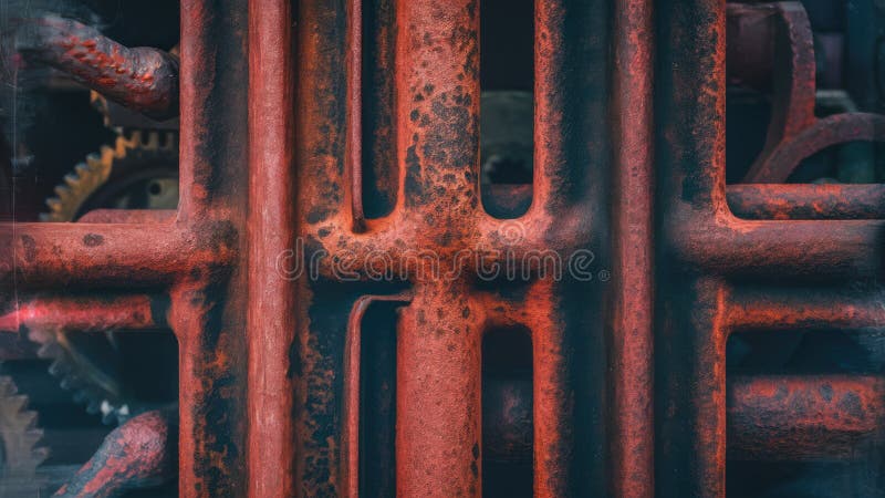 A Close Up of a Rusty Metal Structure with Gears and Wheels, AI Stock ...