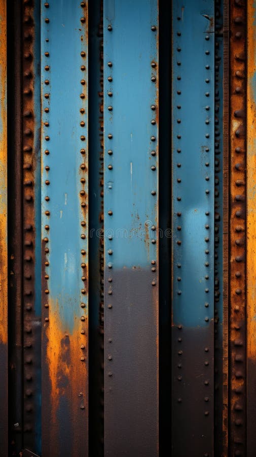 A Close Up of a Rusty Metal Structure with Rivets Stock Illustration ...