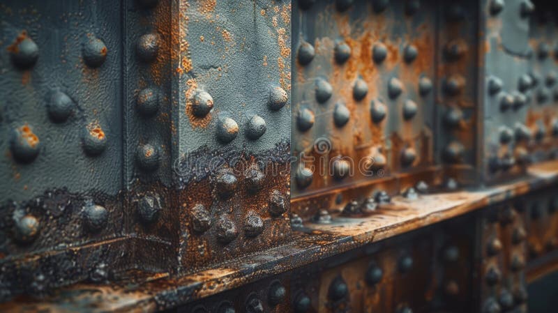 Close-up of Rusty Metal Texture with Rivets Stock Image - Image of hard ...