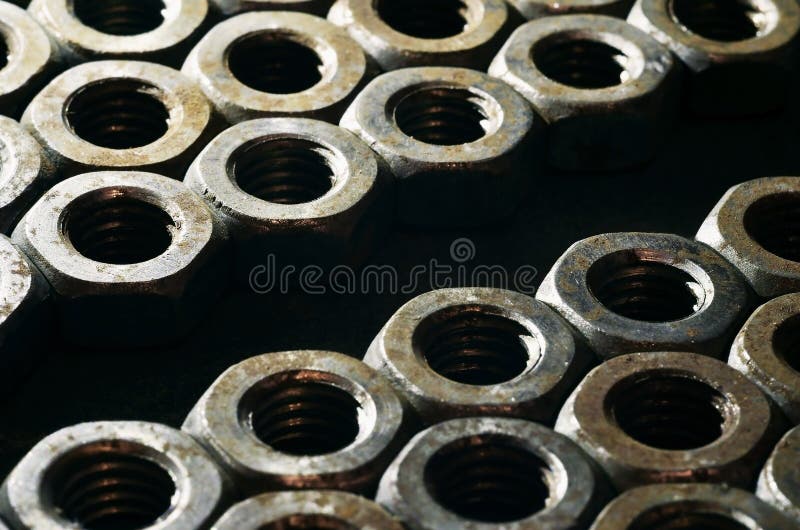 Close-up of rusty nuts stock image. Image of item, heap - 117262639