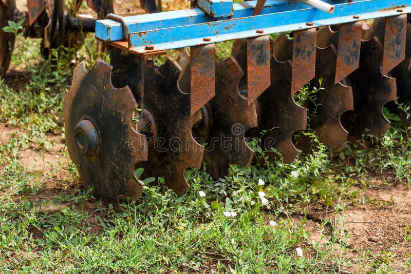 Rusty Old Disc Harrow in Backyard Close Stock Photo - Image of disc ...