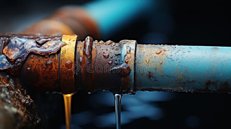 A Close Up of a Rusty Pipe with Water Dripping from it, AI Stock ...
