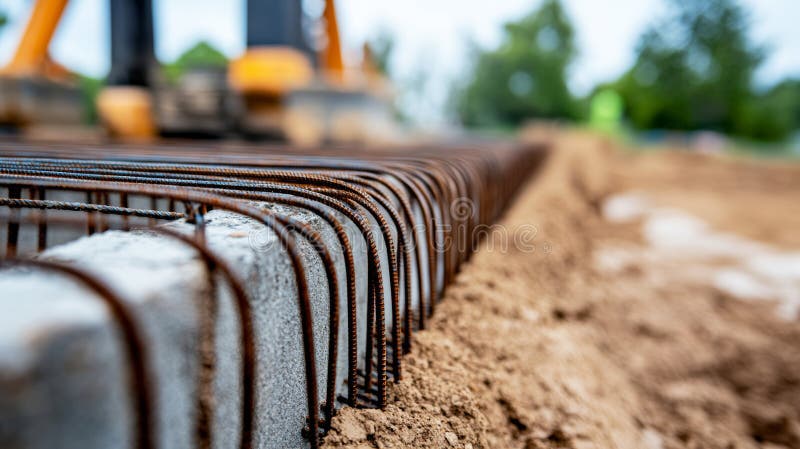 Close Up of Rusty Rebar Protruding from a Concrete Foundation, with ...